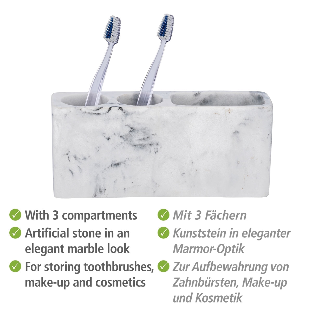 Universal Holder - Desio - Marble-Look Polyresin - White/Grey