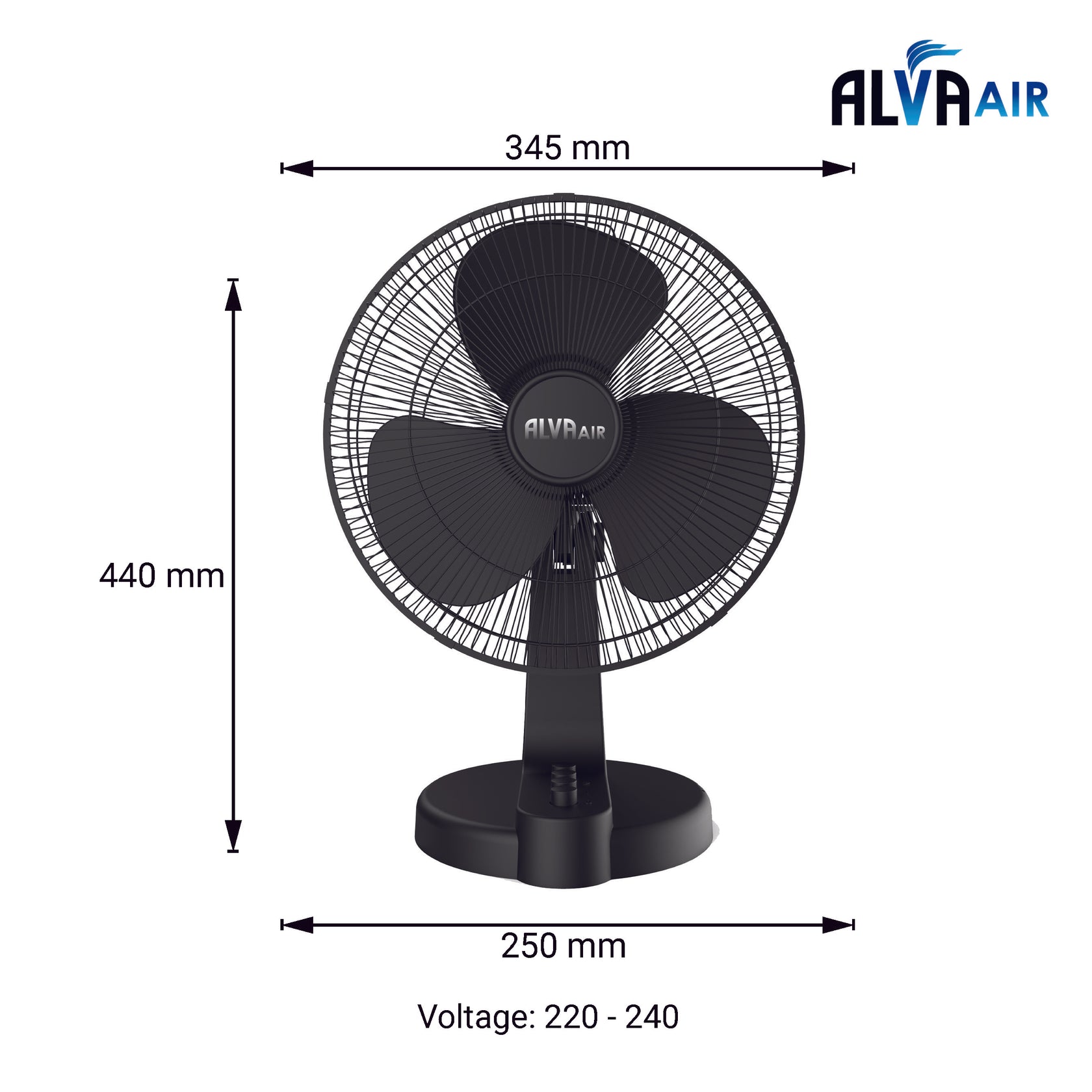 30CM PLASTIC DESK FAN (BLACK) – Alva Lifestyle