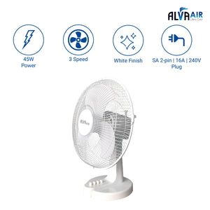 ALVA AIR - 30CM PLASTIC DESK FAN (WHITE)