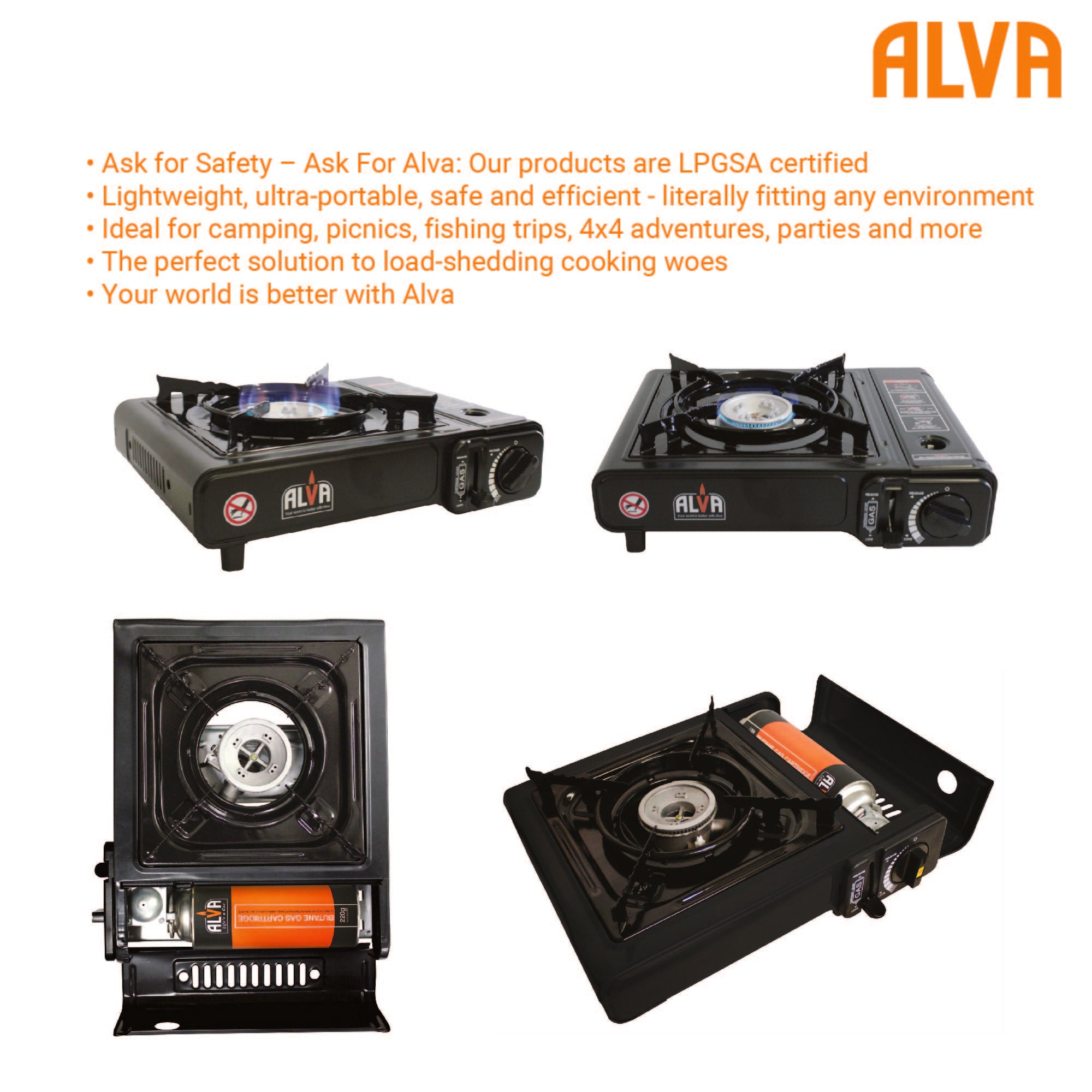 ALVA - SINGLE BURNER BUTANE CANISTER STOVE (CARRY CASE)