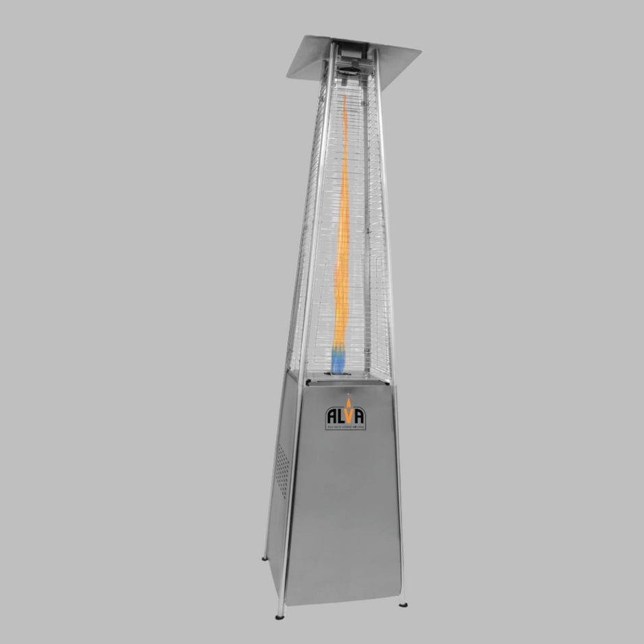 ALVA - GAS PATIO HEATER - STAINLESS STEEL WITH SEGMENTED POLE