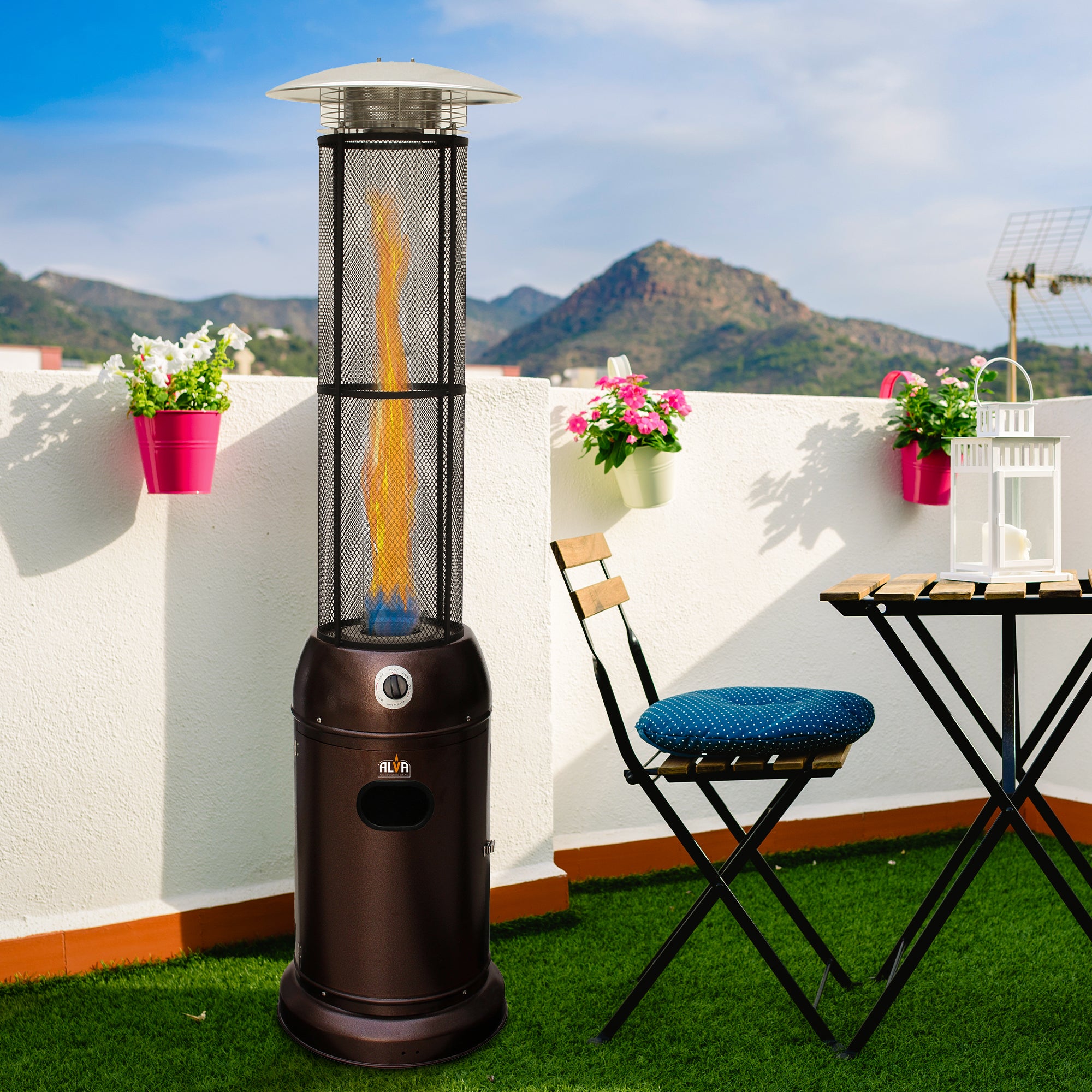 GAS PATIO HEATER GLASS FLAME TUBE - 2.1M - TALL - HAMMERTONE – Alva ...